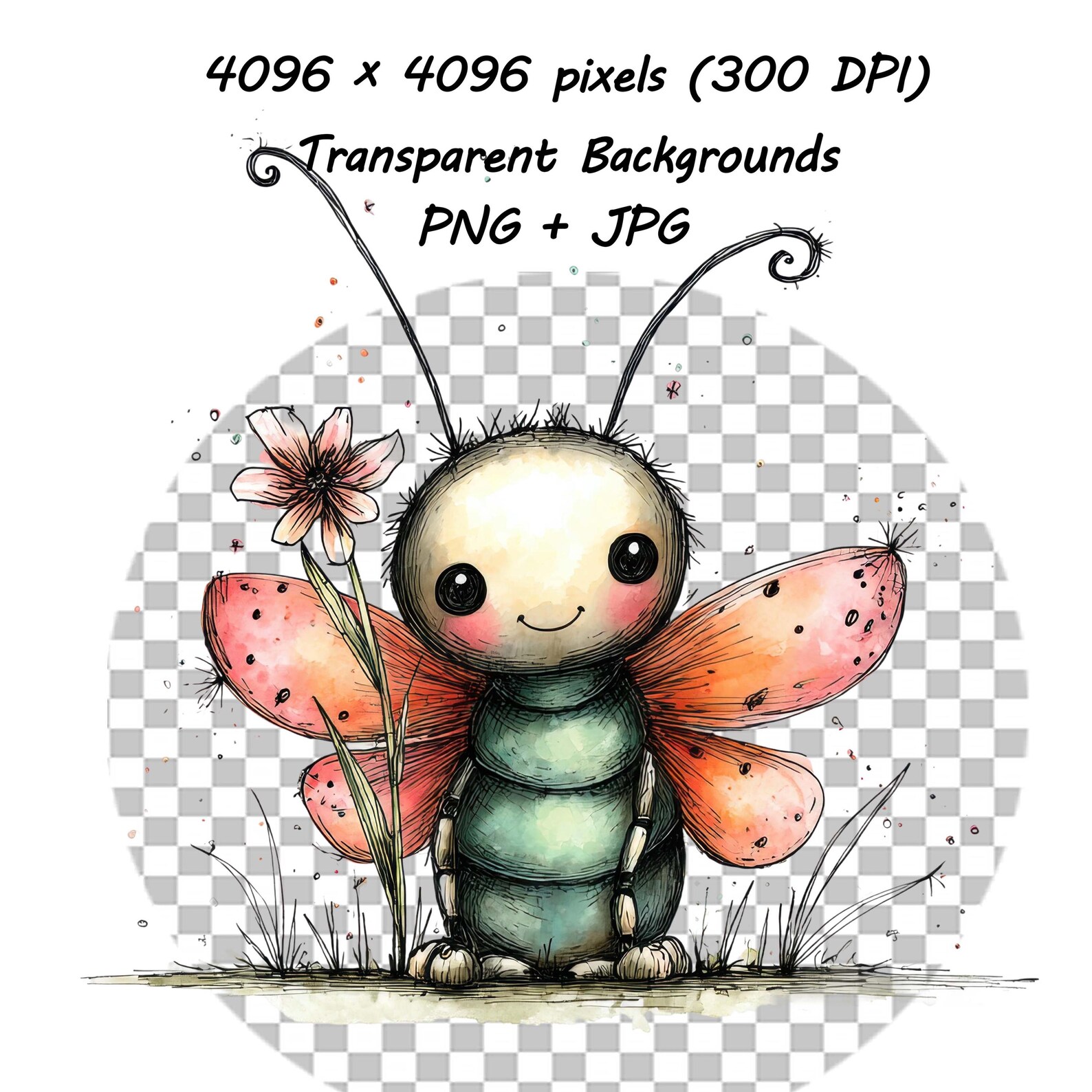 Whimsical Butterfly Clipart Set 40 PNG JPG Insects Flowers Blue Purple ...