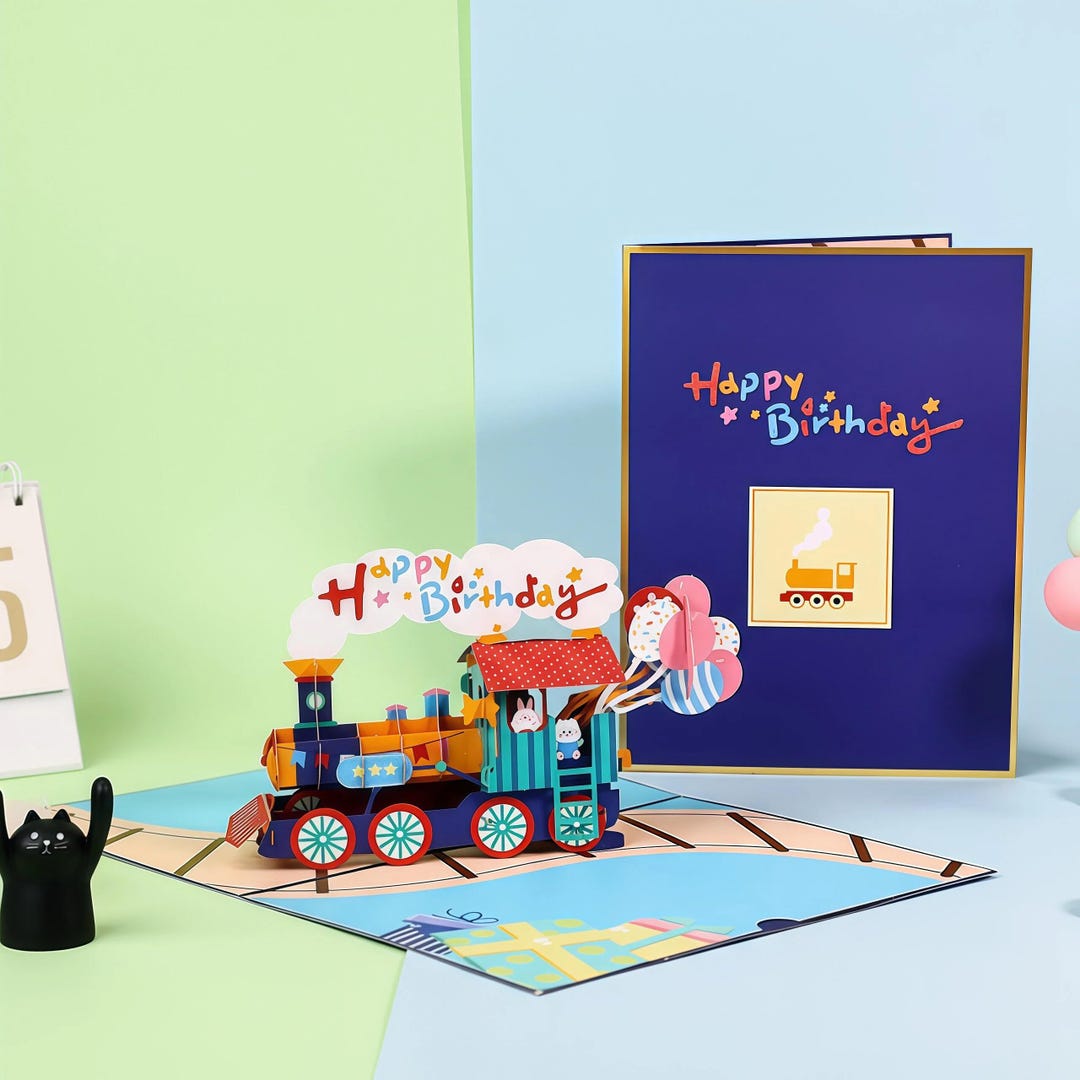 3D Pop-up Birthday Train Greeting Card | Creative Handmade Birthday ...