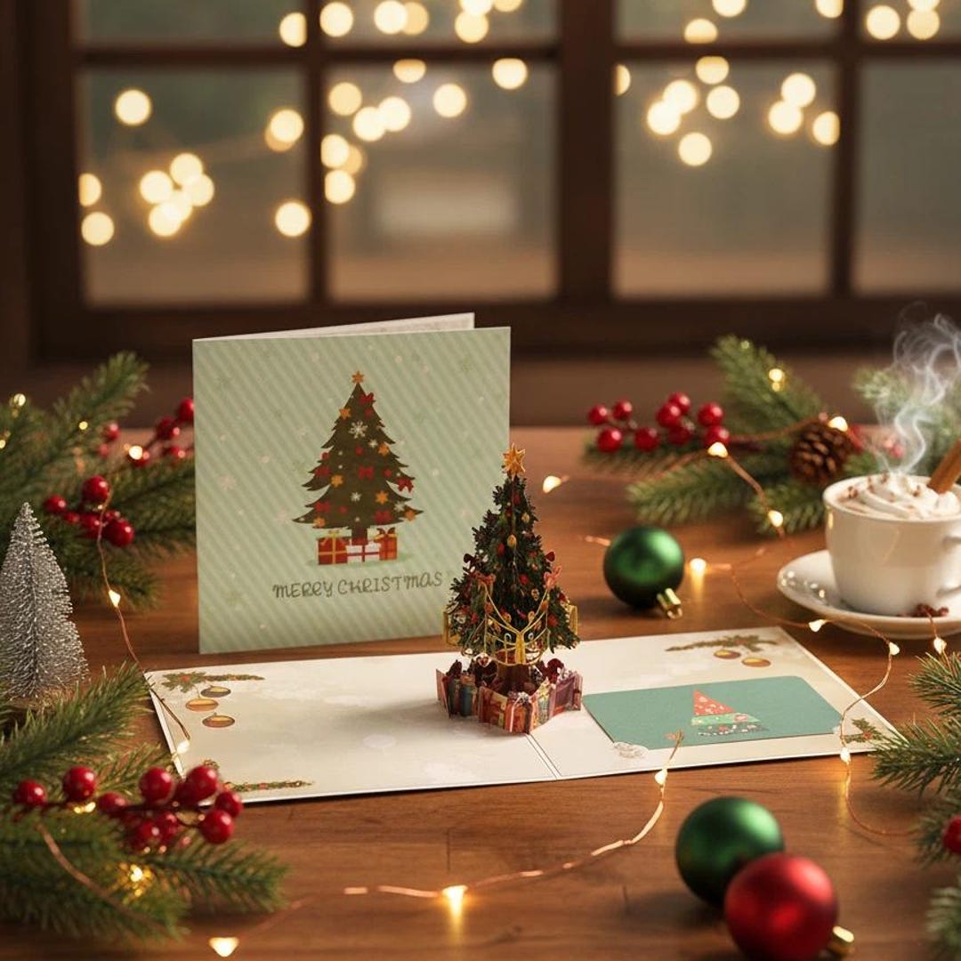 Pop-Up Grußkarten Set Tannenbaum - Weihnachtsgeschenk Set - Etsy.de