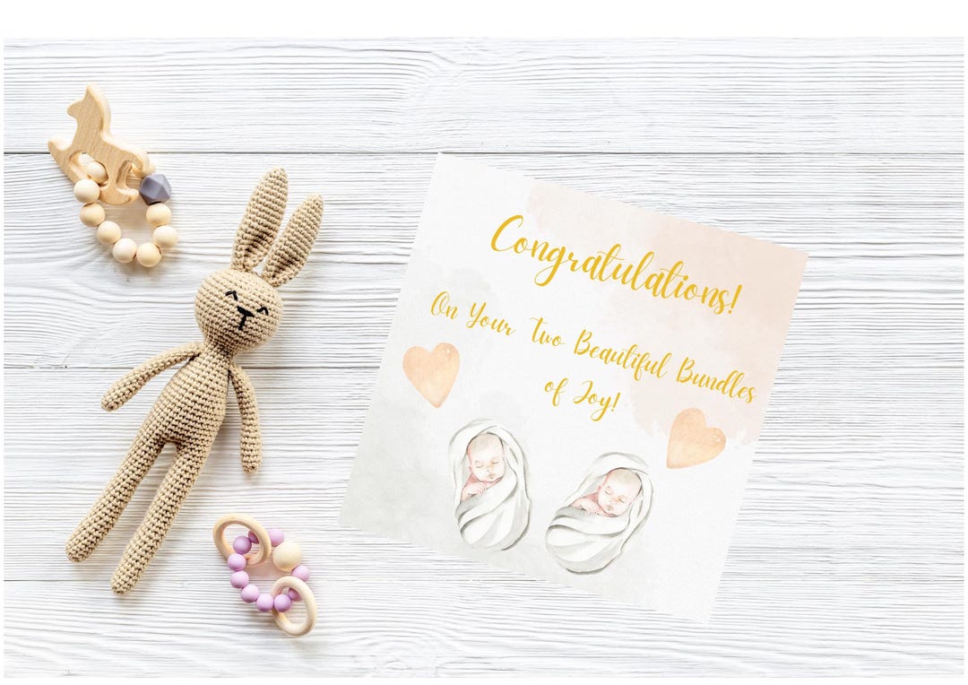Twin Congratulations Cards. Can Be Personalised to Include Names. - Etsy