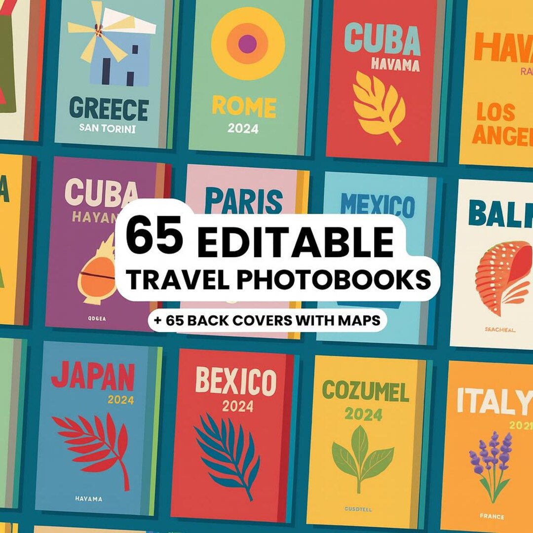 Editable Travel Photo Album Template: 65-page Customizable Digital ...