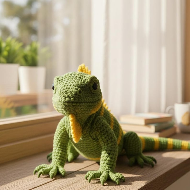 Realistic Iguana Amigurumi Crochet Pattern PDF • Lizard Reptile Toy ...