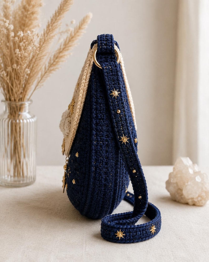 Celestial Moon Crochet Purse PDF Pattern, Crescent Shoulder Tutorial ...