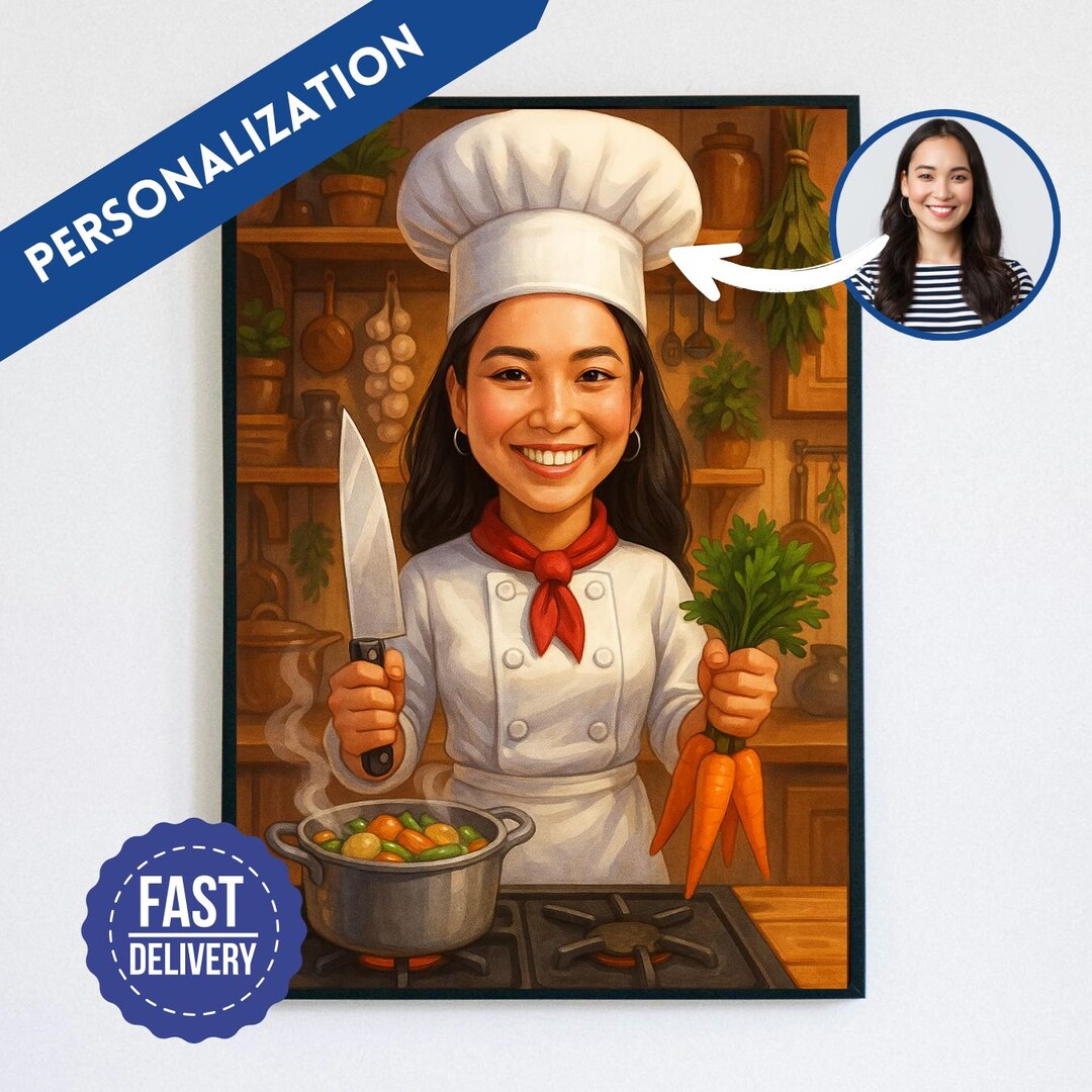 Custom Chef Portrait | Personalized Cooking Caricature From Photo ...