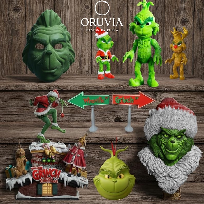 Grinch Pack "1" 3D STL Files - STL Bundle - Etsy Australia