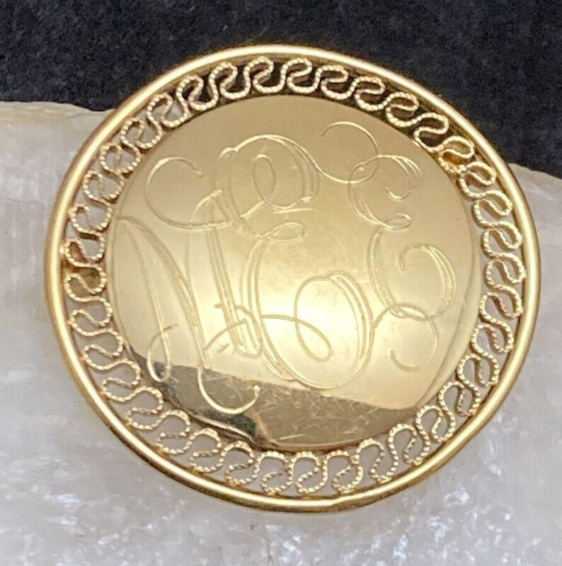 Vintage BAB 1/20 14K G.O. Gold Overlay Initial EME Monogram Brooch Pin ...
