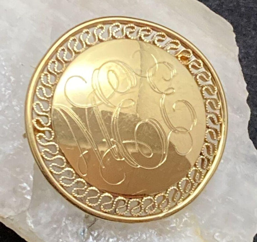 Vintage BAB 1/20 14K G.O. Gold Overlay Initial EME Monogram Brooch Pin ...