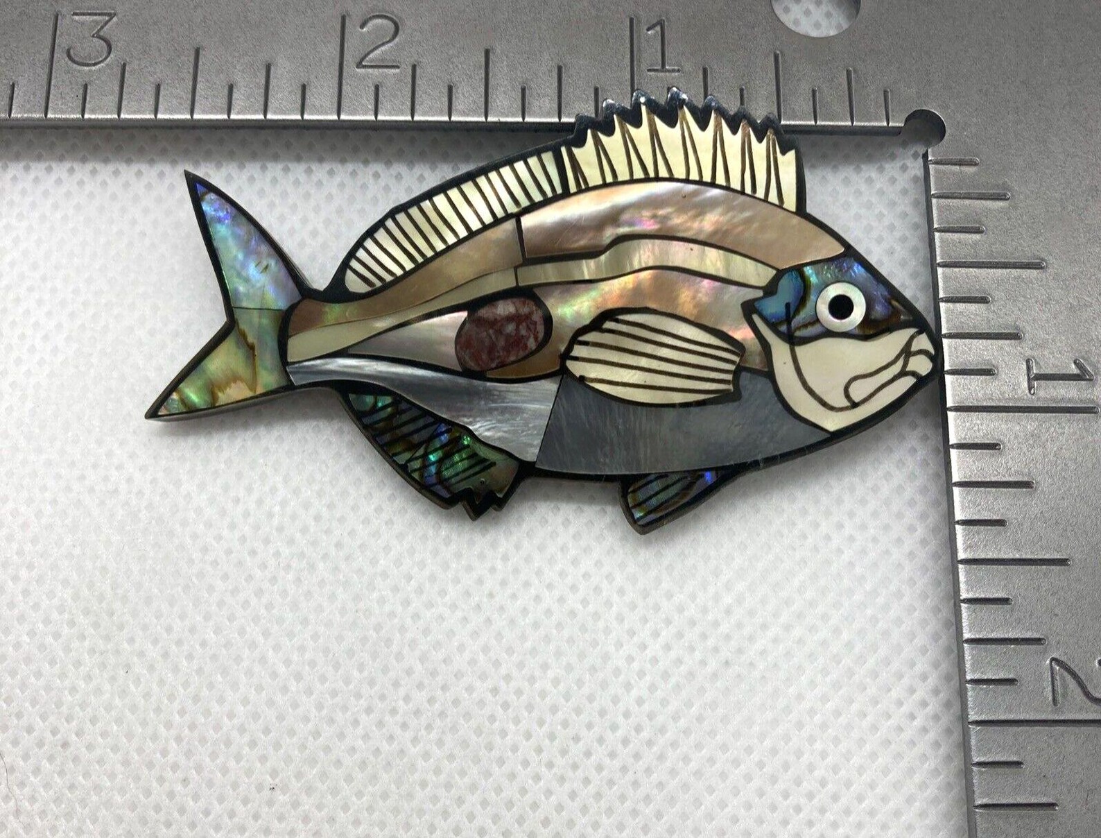 Vintage Bass Sunfish Fish Mother of Pearl Inlay Pin Brooch Animal ...