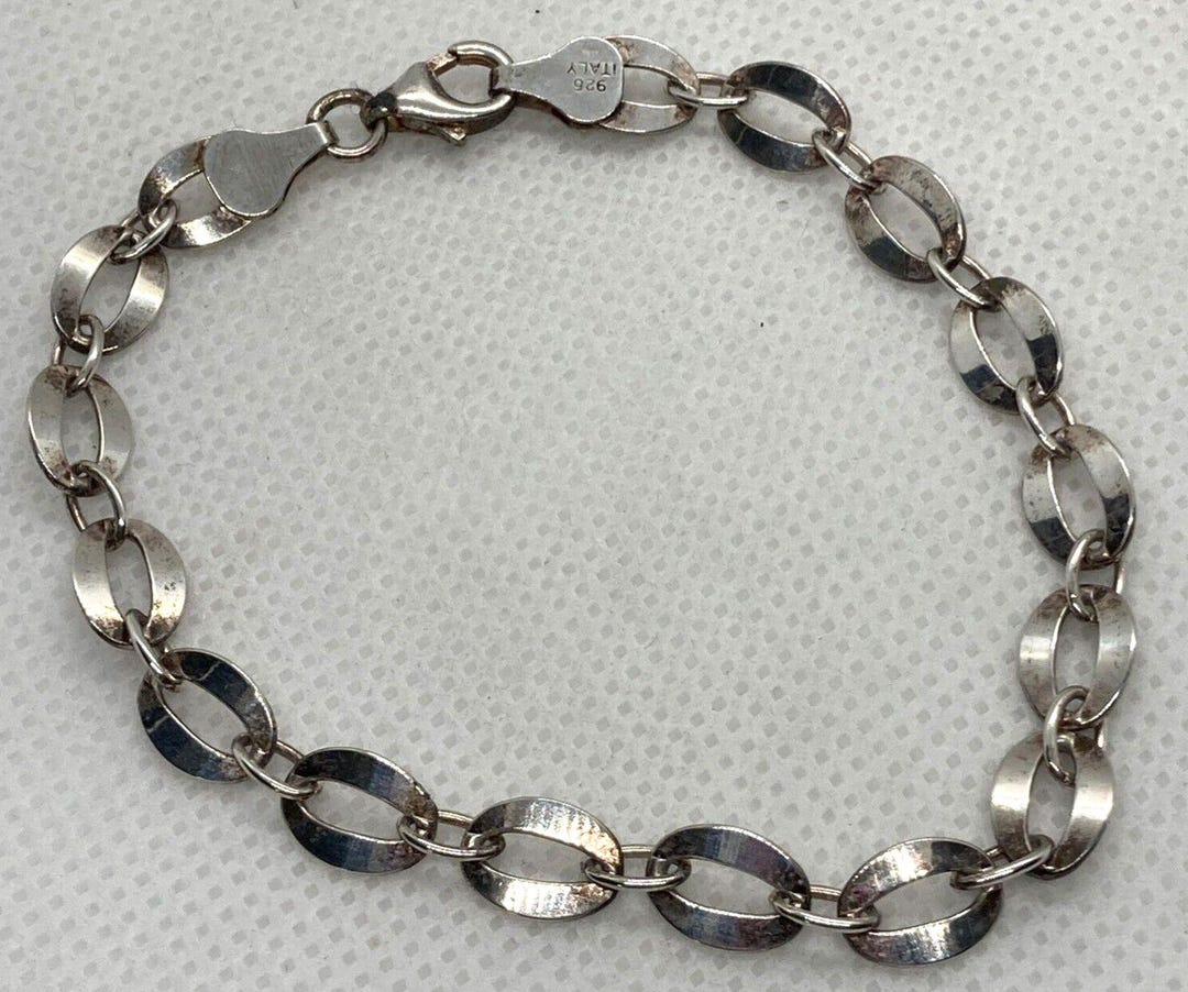 Vintage JCM Jacmel Geometric Chain Bracelet 7.75'' Sterling 925 Silver ...