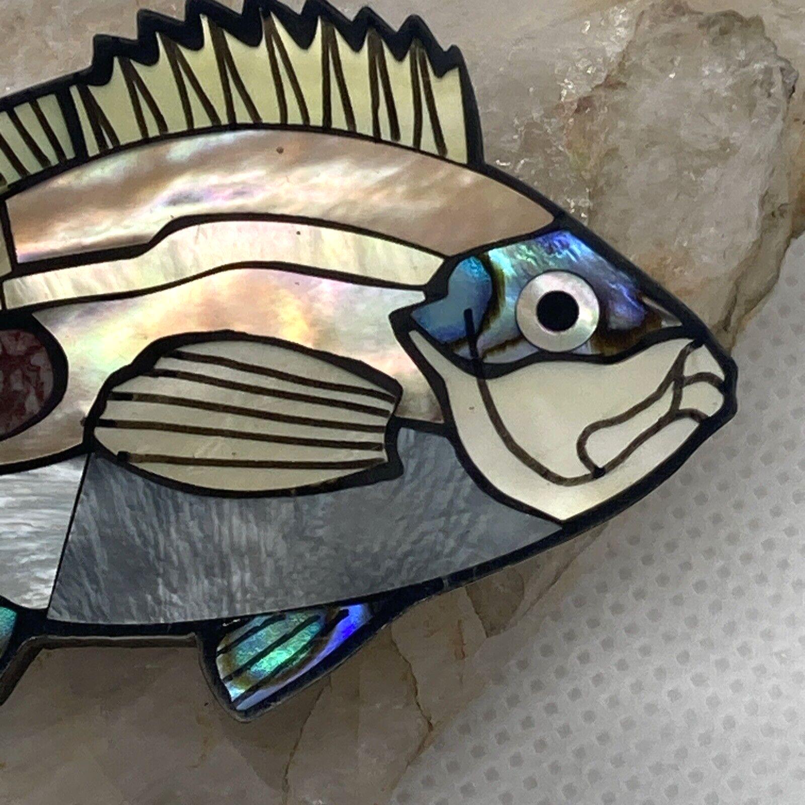 Vintage Bass Sunfish Fish Mother of Pearl Inlay Pin Brooch Animal ...