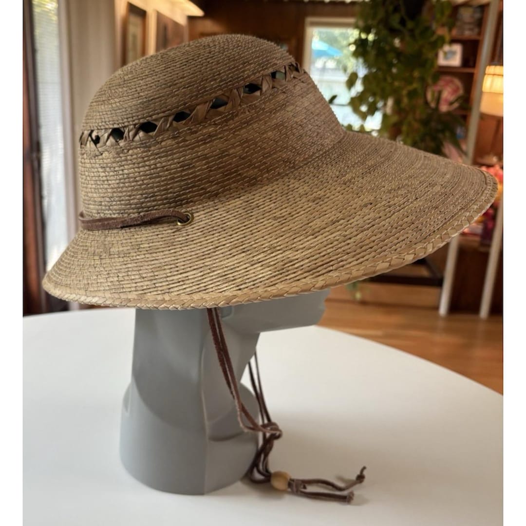 Vintage J. Tilley Woven Straw Sun Hat With Chin Strap Made in Mexico ...