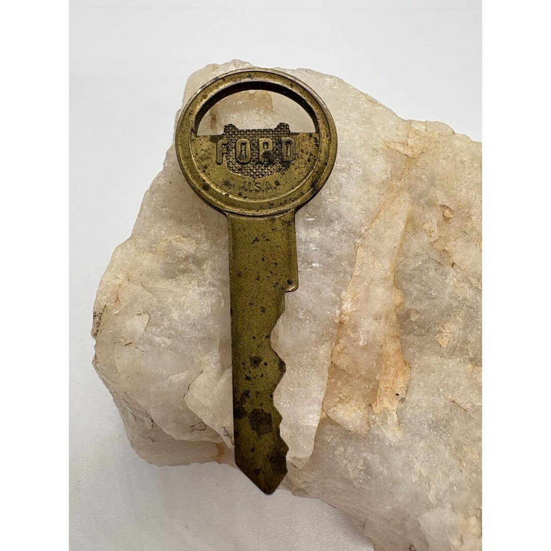 Vintage Ford USA Brass Car Key Classic Ignition Key A/U Shield Blank ...