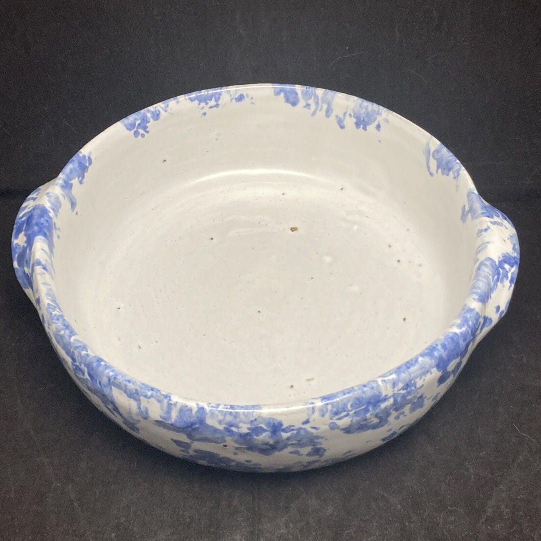 Vintage Bybee KY Pottery Casserole Dish Spongewear Blue & White 7.5 ...