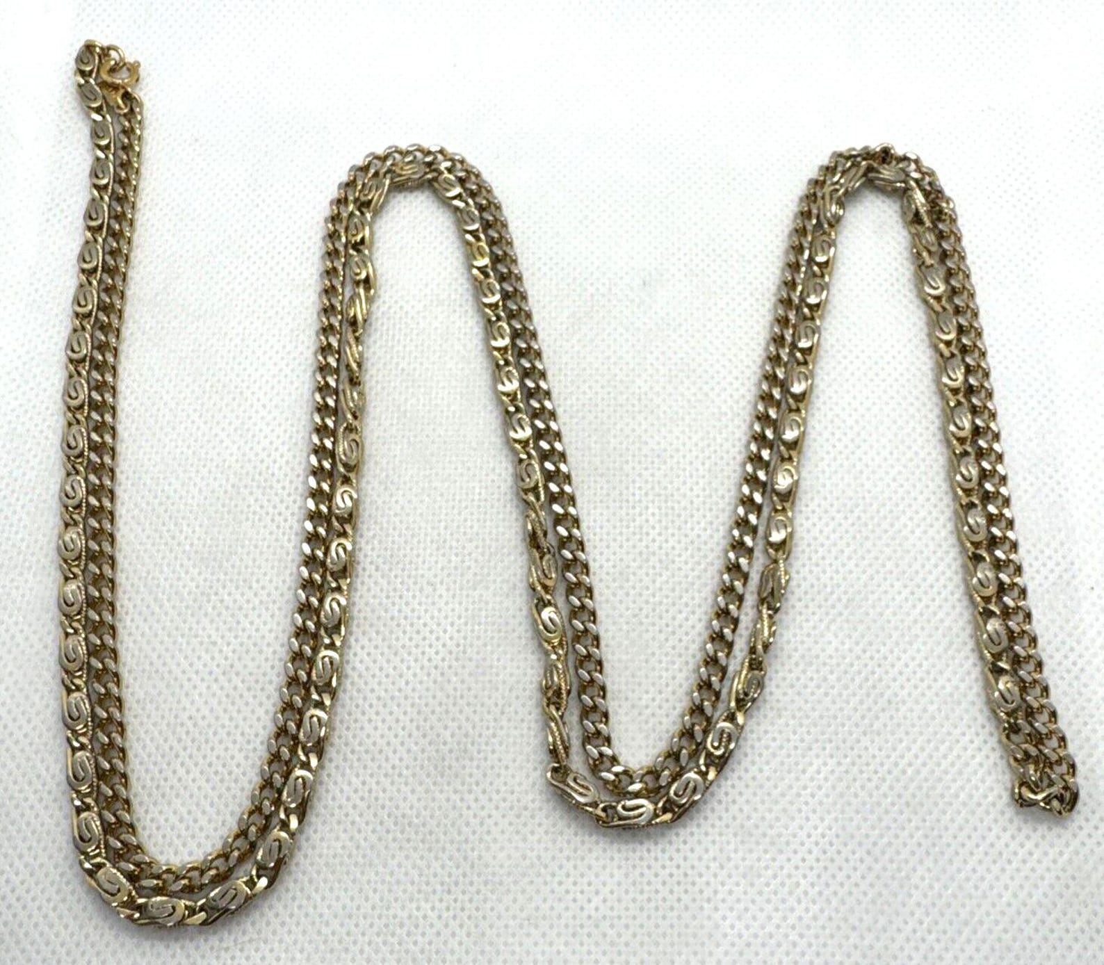 Vintage Monet Gold Tone Textured Link Chain 54'' Necklace Retro 80s 90s ...