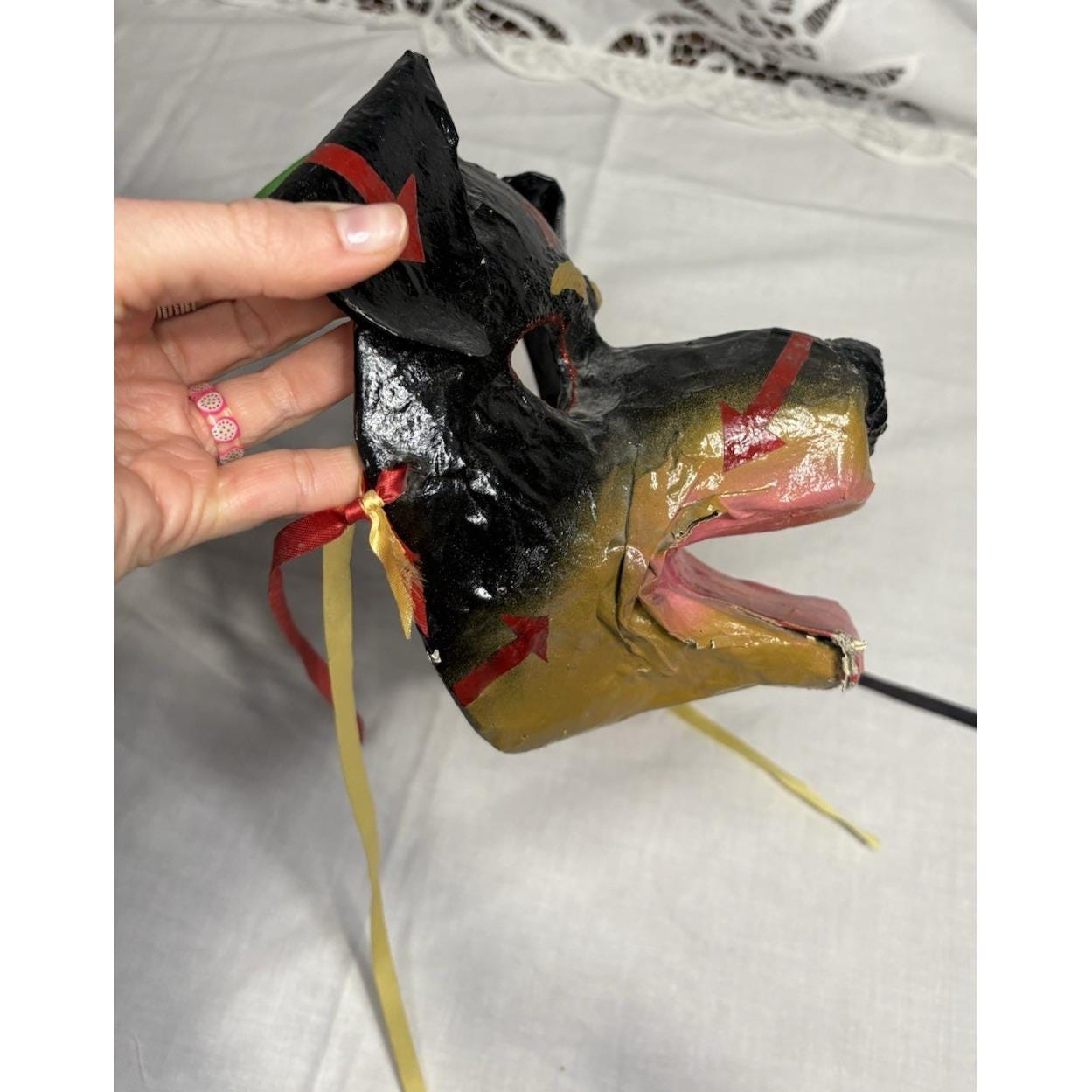 Vintage DD Larue Hand-painted Papier-mâché Dog Mask Folk Art Carnival ...