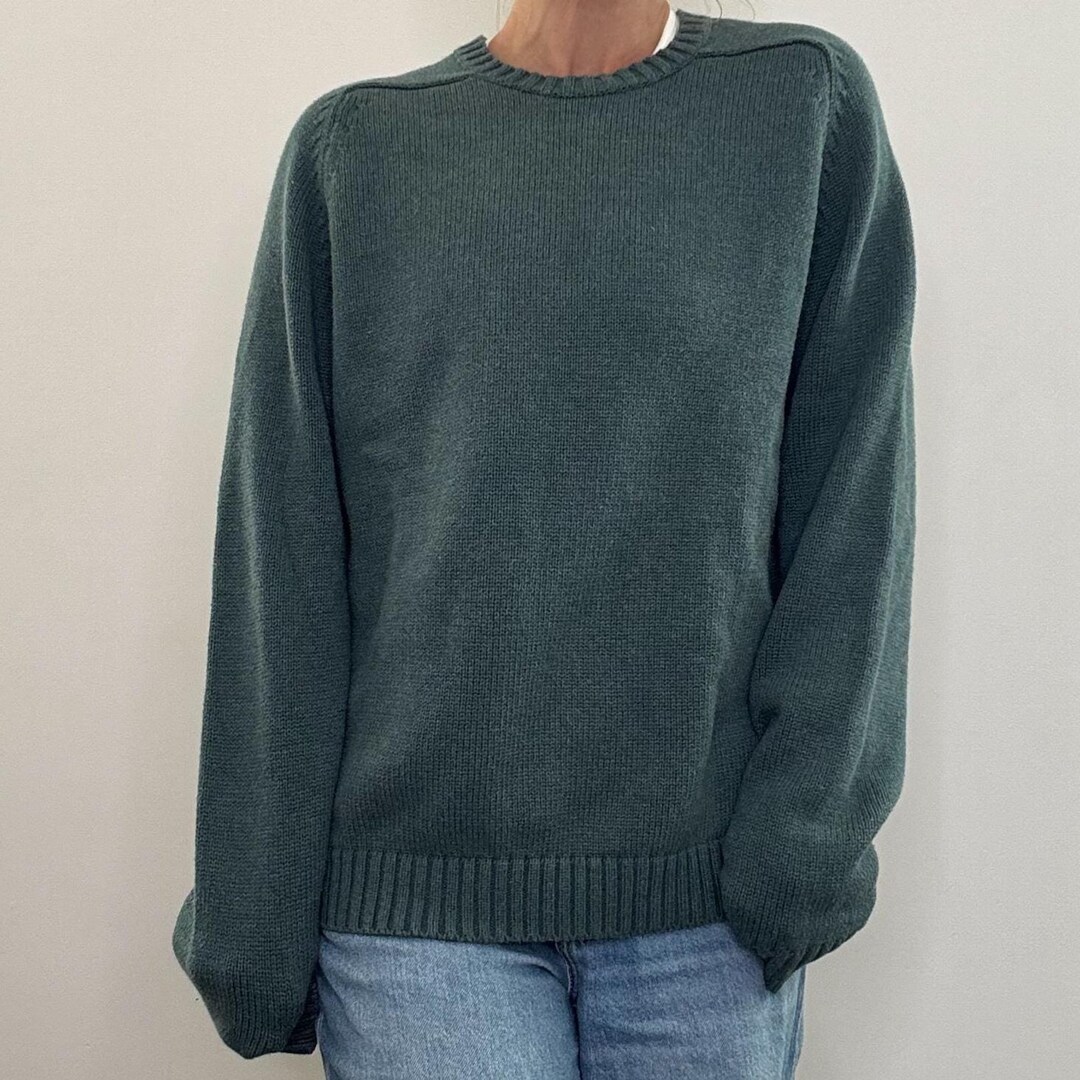 Vintage 90s Lands' End 100% Cotton Crewneck Sweater | Classic Knit ...