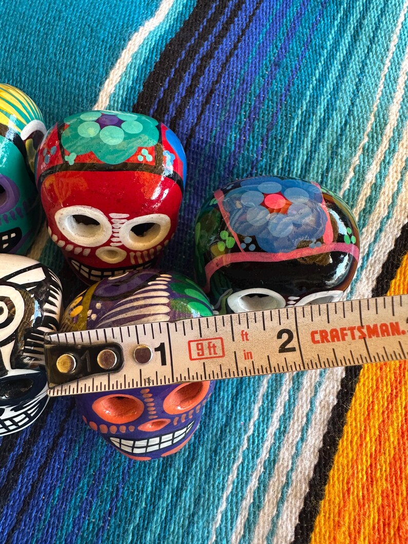 Hand Painted Clay Skulls, Dia De Muertos Calavera Mexicana - Etsy