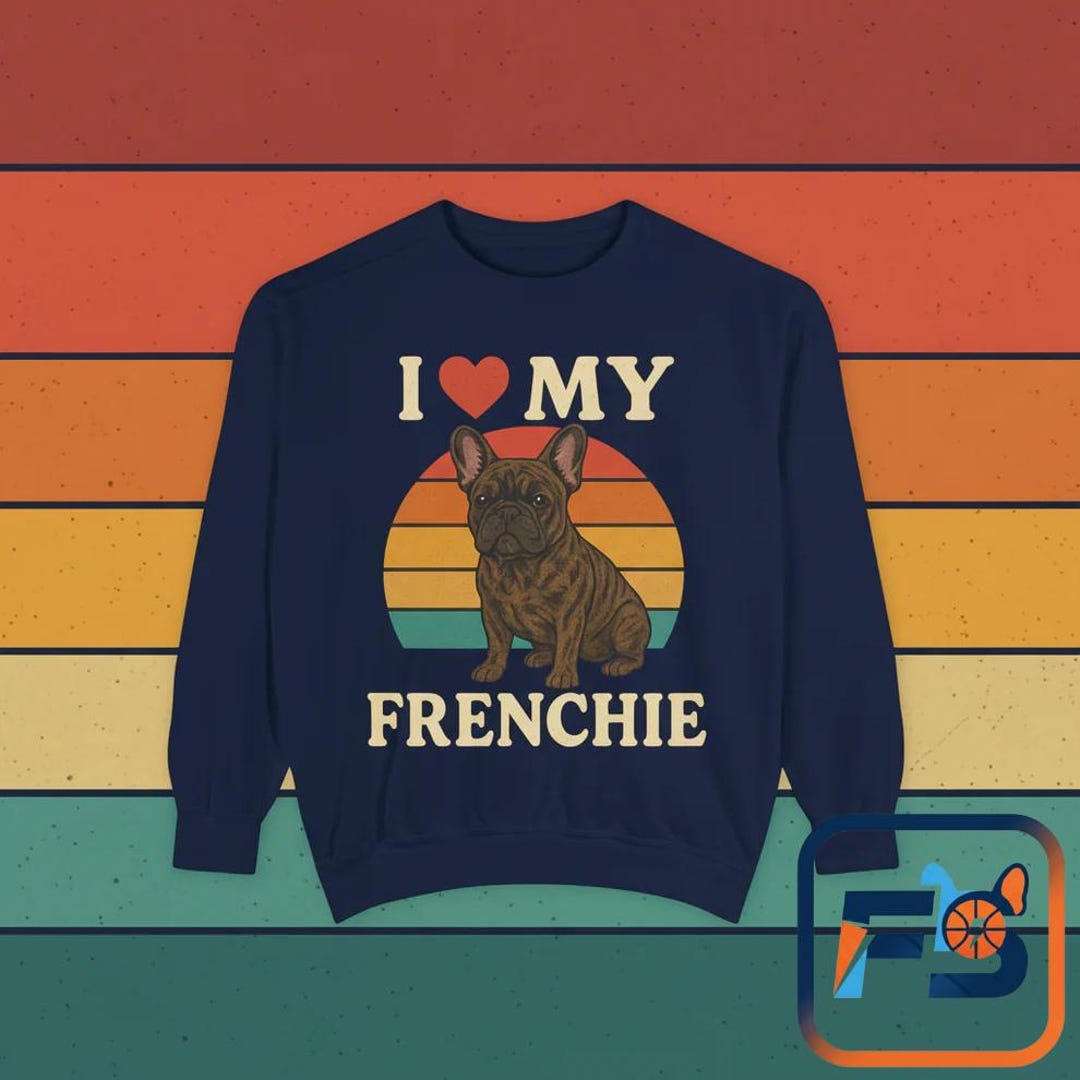 Retro Brindle French Bulldog Pullover | Vintage Frenchie Sweatshirt ...