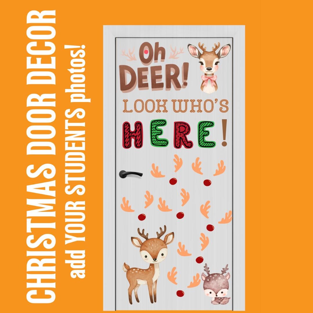 Christmas Classroom Door Decor Kit Printable Deer Classroom Decoration ...
