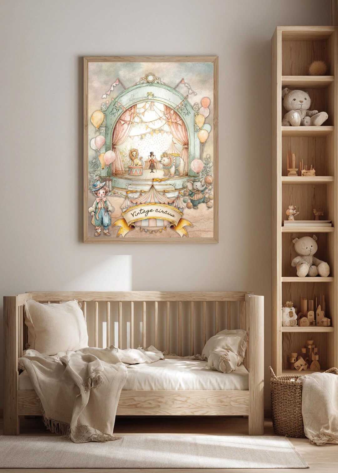 Watercolor Circus Animals | Neutral Nursery Decor | Whimsical Wall Art ...
