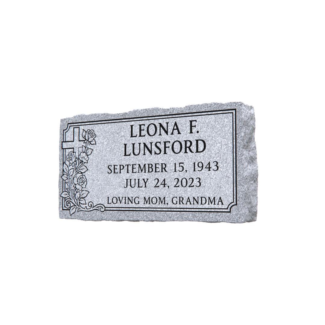 Personalized Granite Cross & Roses Memorial Headstone – Custom Grave ...