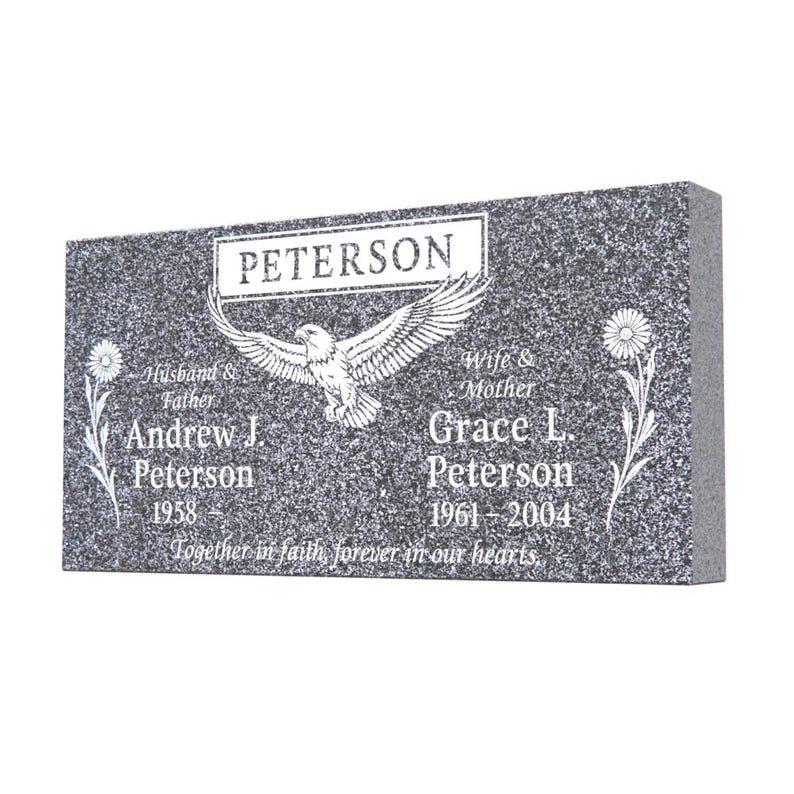 Custom Companion Granite Grave Marker, Personalized Eagle Memorial ...