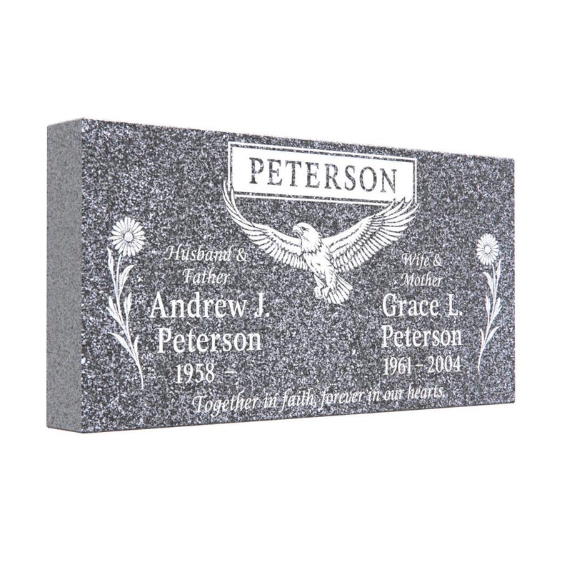 Custom Companion Granite Grave Marker, Personalized Eagle Memorial ...