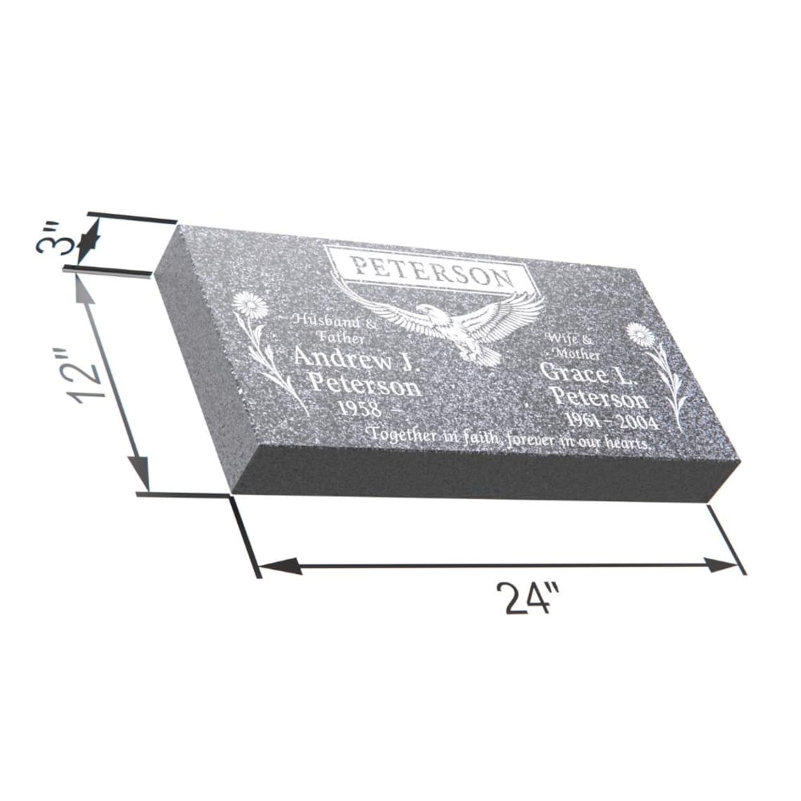 Custom Companion Granite Grave Marker, Personalized Eagle Memorial ...
