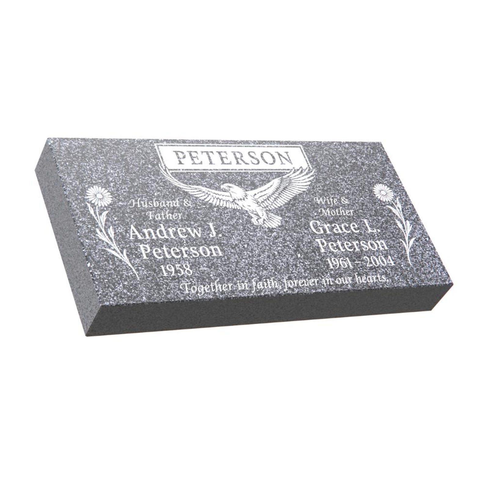 Custom Companion Granite Grave Marker, Personalized Eagle Memorial ...