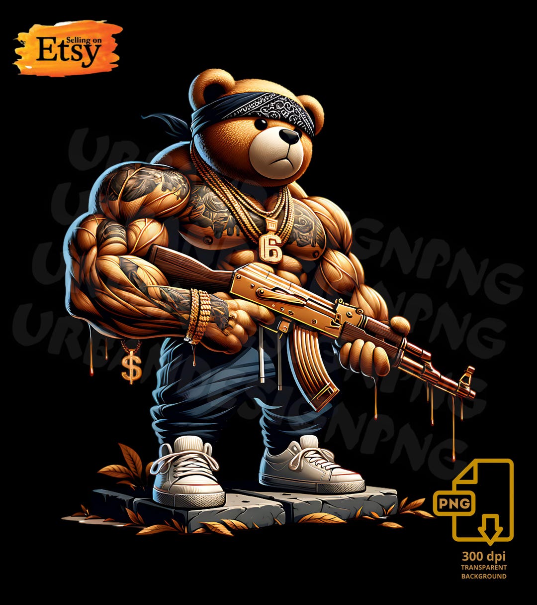 Muscle Bear Drip – Urban Streetwear Art PNG (digital Download) - Etsy