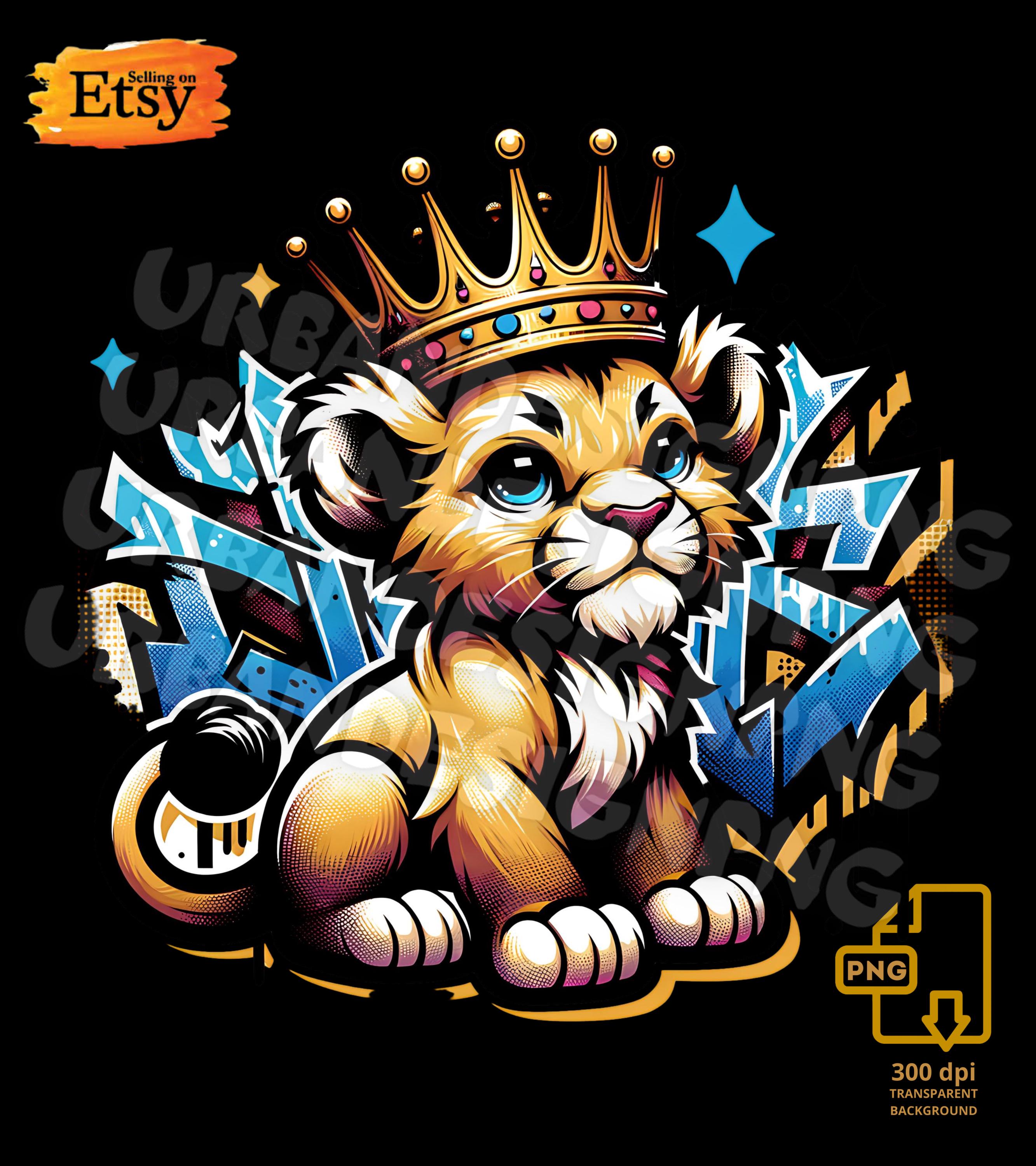 Graffiti Crowned Lion Cub PNG | Street Art Design (digital Download) - Etsy