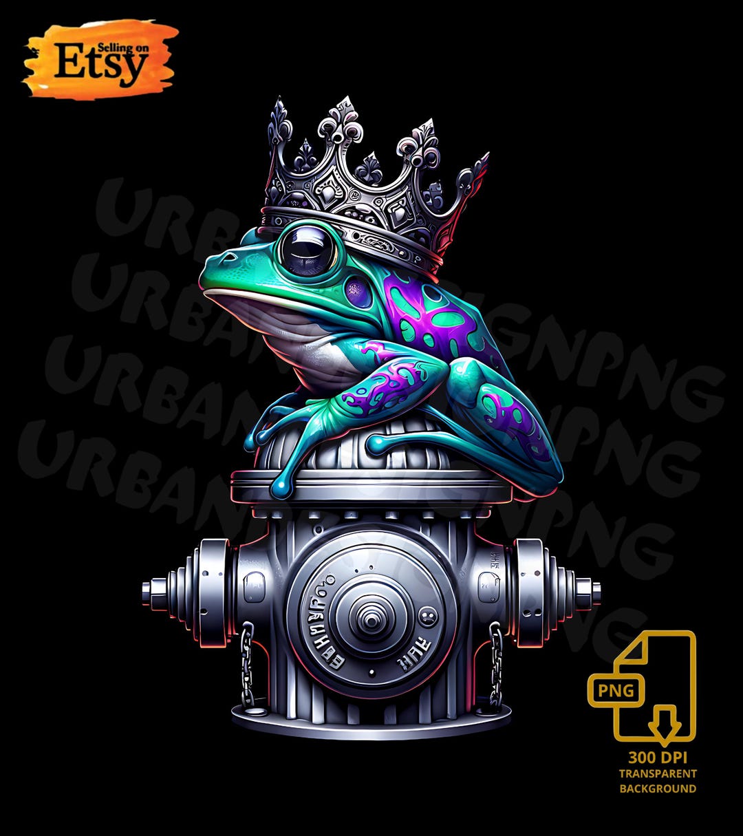 King Frog Graffiti PNG | Crowned Street Art Illustration (digital ...