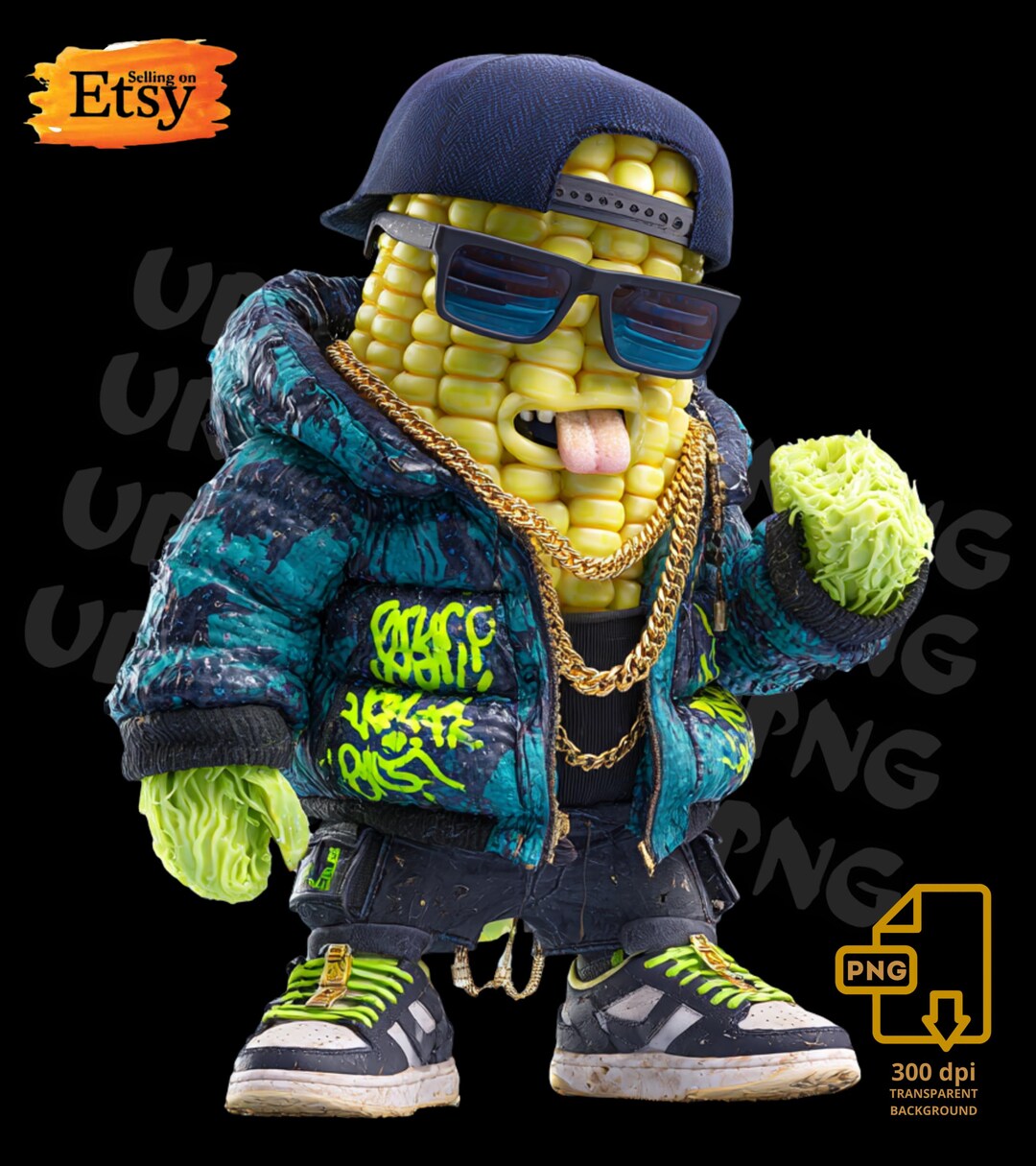 Funny Rapper Corn PNG: Hip Hop Streetwear Design (digital Download) - Etsy