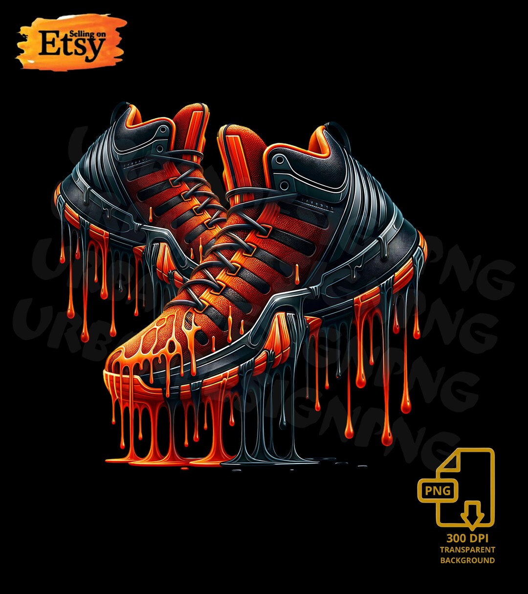 Dripping Molten Sneakers – Streetwear Shoe Illustration PNG - Etsy