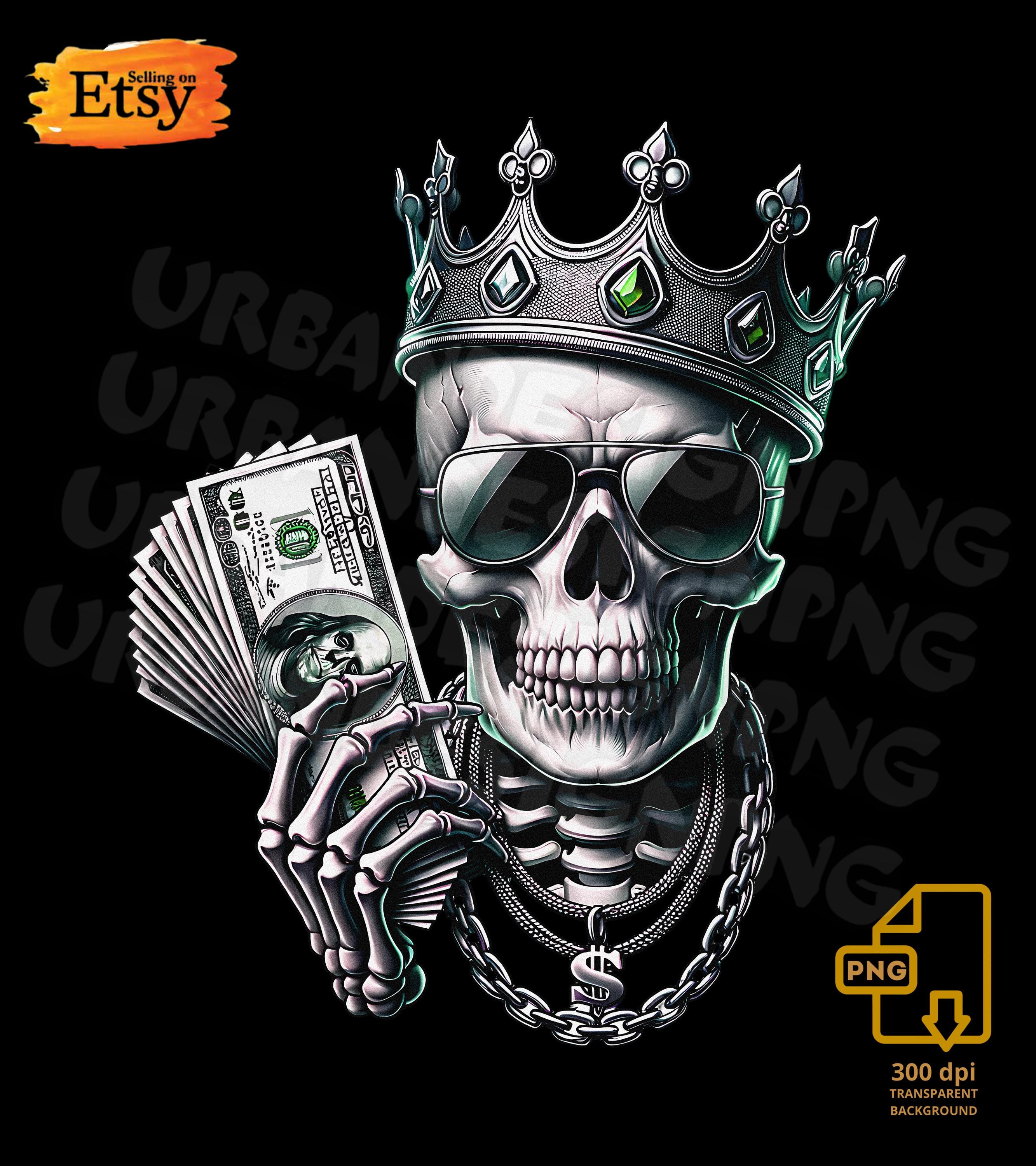 Skull King Money Art Print – Gangster Streetwear Design (digital ...