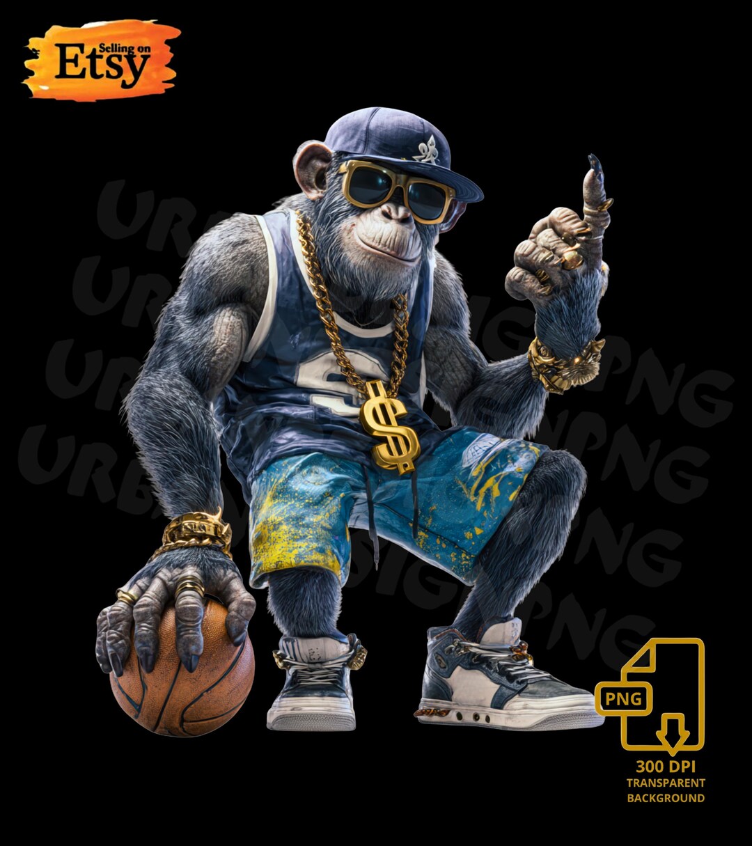 Gangsta Monkey PNG – Streetwear Hip Hop Art - Etsy