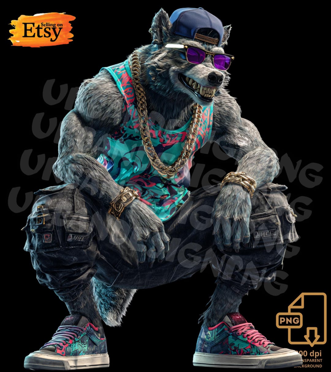 Gangsta Wolf PNG | Hip Hop Werewolf Clipart | Urban Streetwear Digital ...