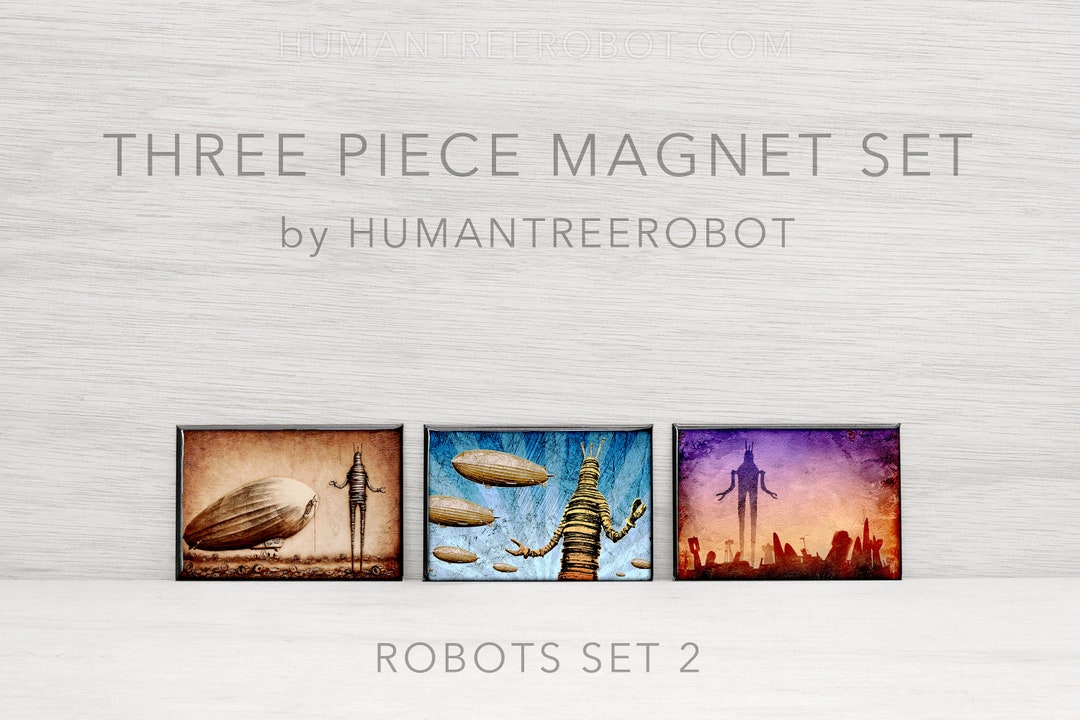 Magnet Set 3 Piece Robots, Sci-fi Handmade Refrigerator Magnets - Etsy