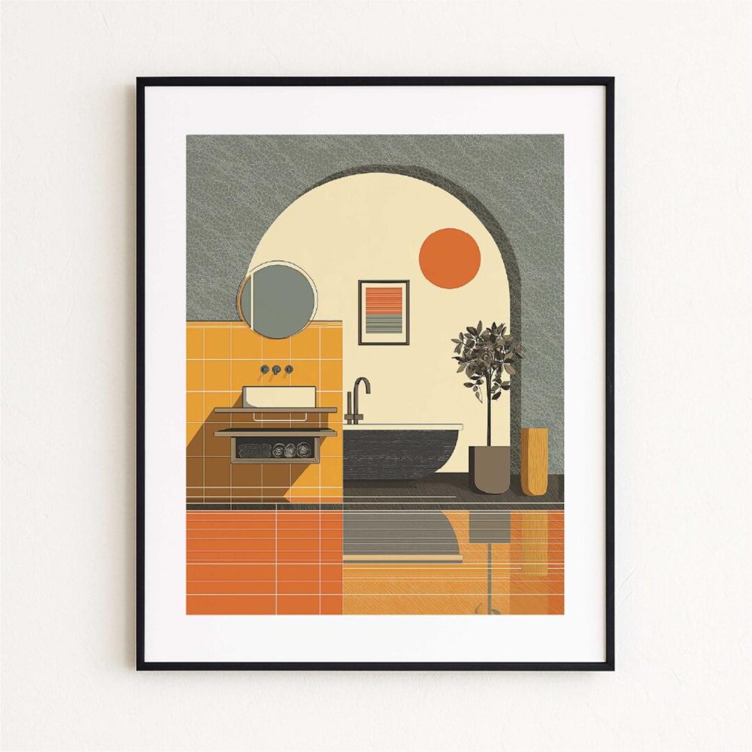 Downstairs Toilet Art: Modern Bathroom Bauhaus Poster Print | Limited ...