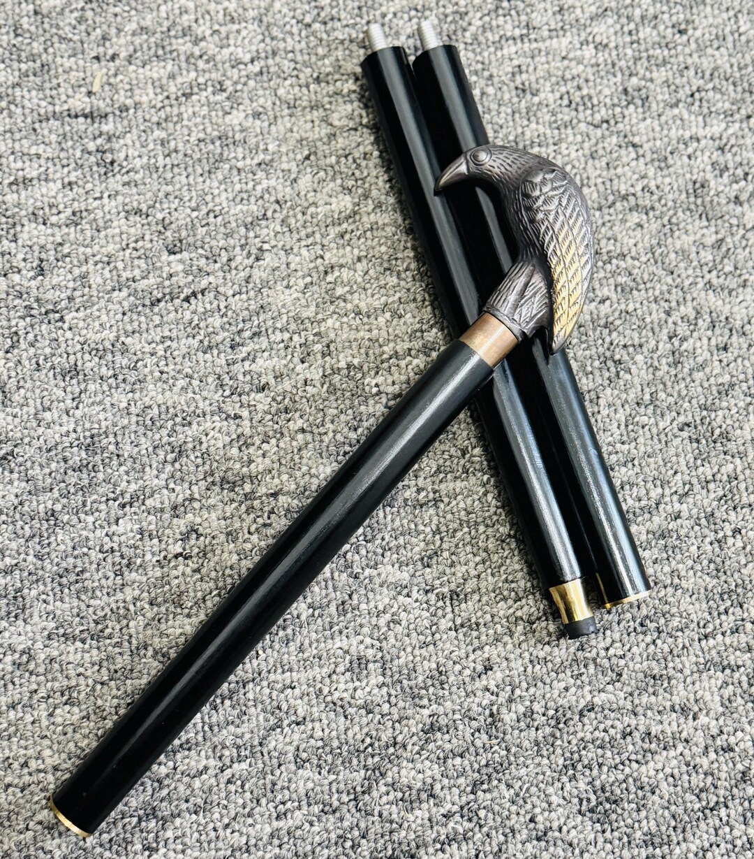Brass Raven Crow Handle Designer Black Wooden Walking Stick Cane Gift ...