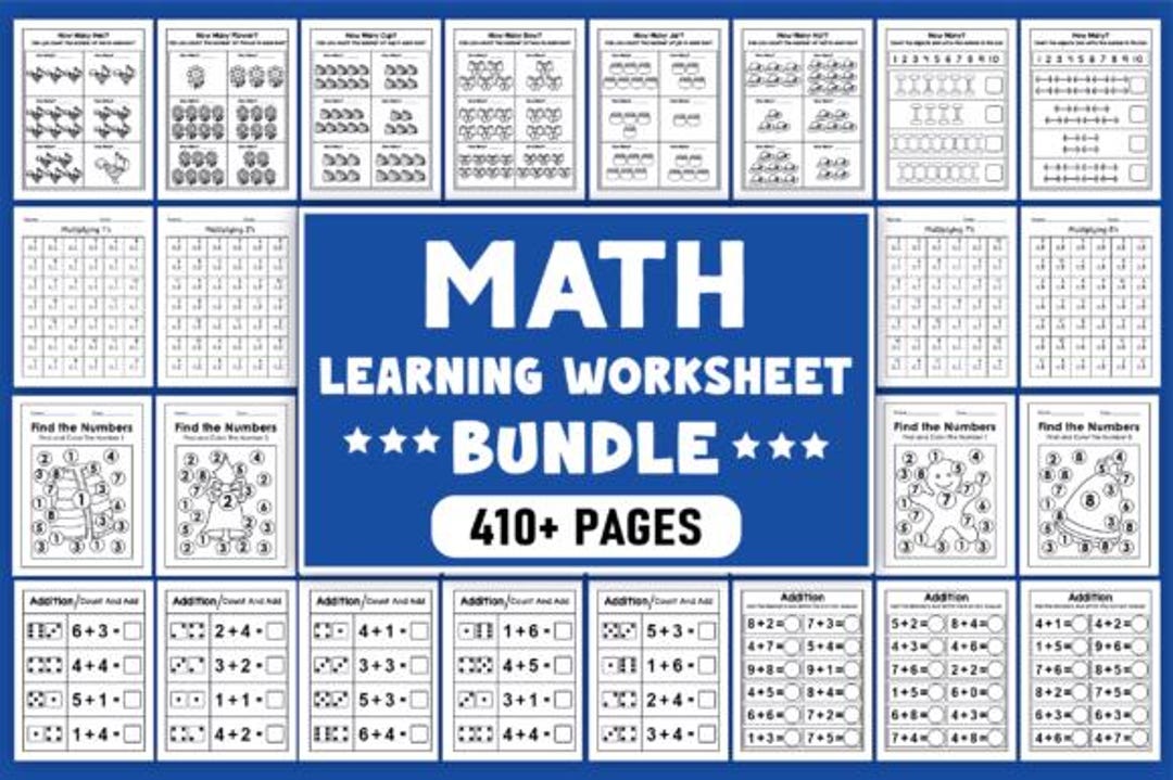 First Grade Math Worksheets Printable Bundle for Homeschool & Teachers ...
