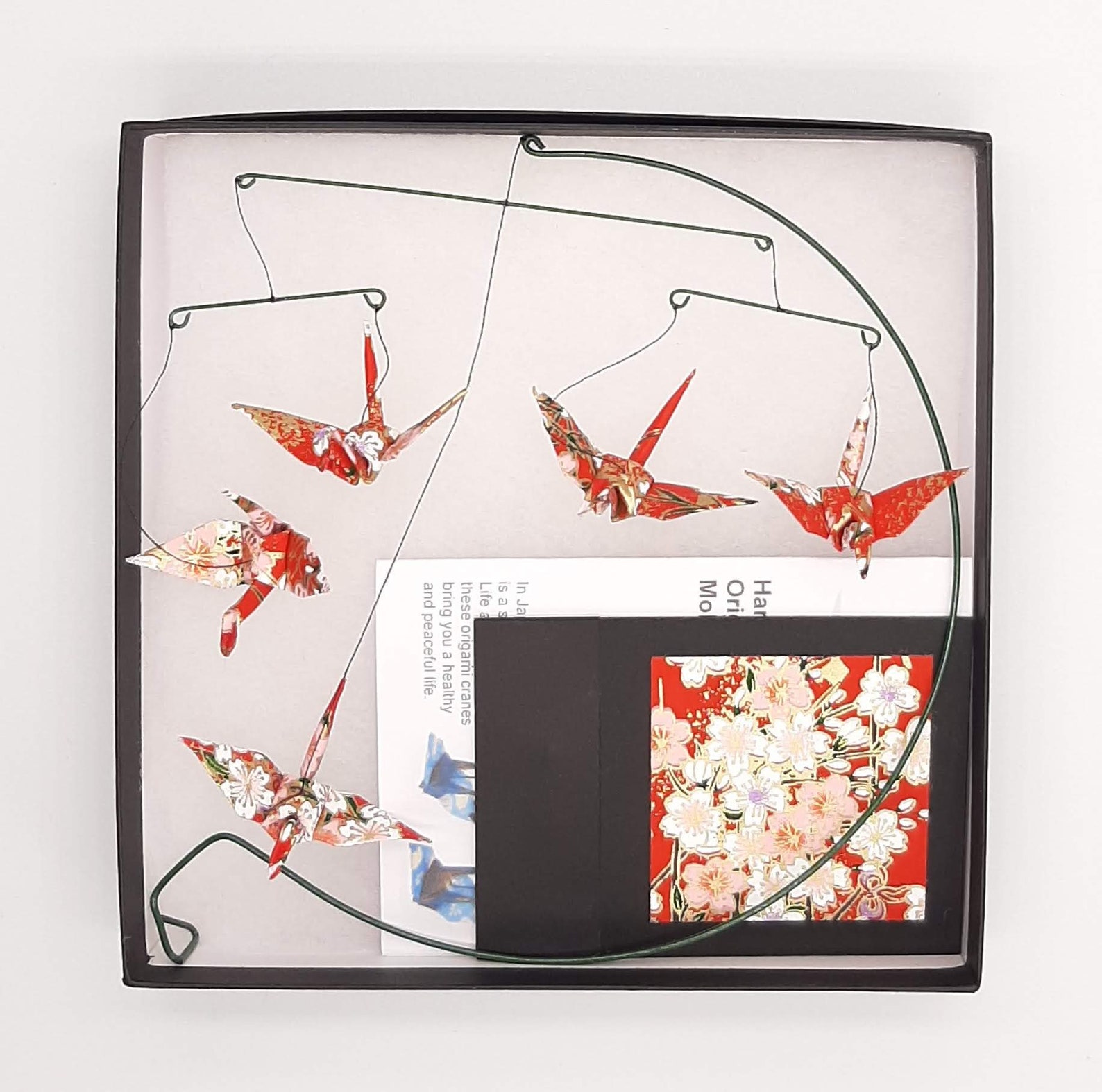 Red & Cherry Blossoms - Desktop Crane Mobile - Etsy