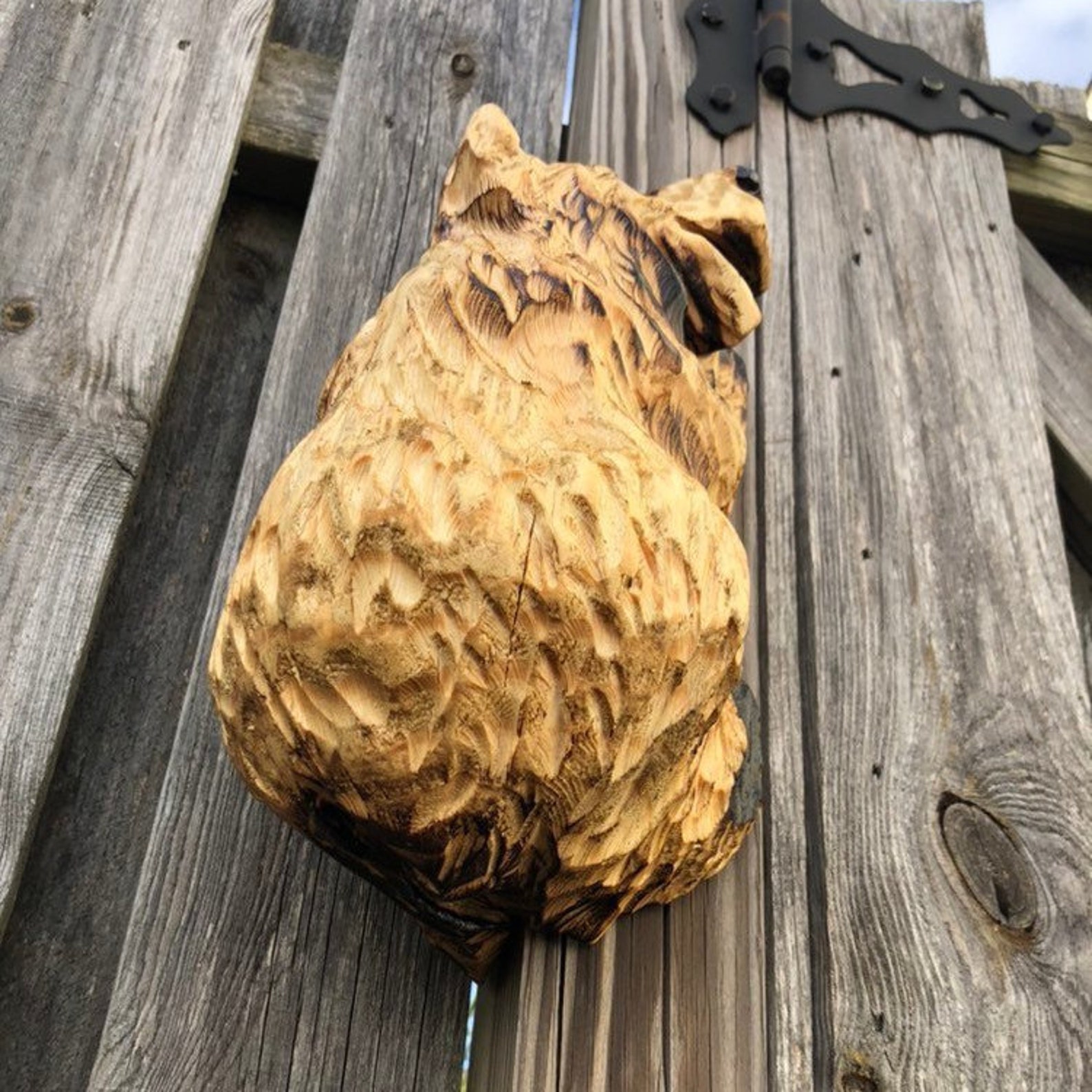 Chainsaw Carving Climbing Bear Hangs on a Post Looking to the Right - Etsy