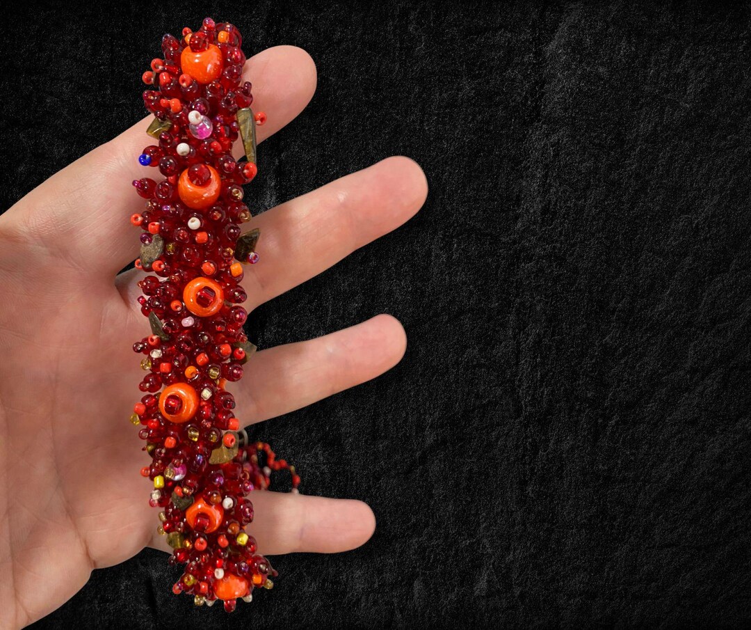 Bracelet - Tigers Eye With Ruby Red Crystal and Vermillion Beads and ...