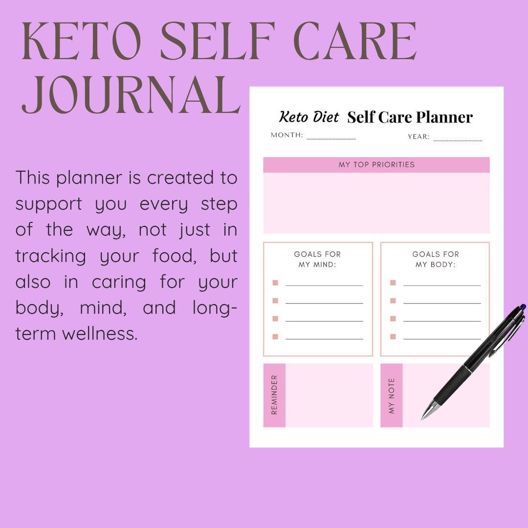 Keto Self-care Journal | Ketogenic Diet Tracker/ Wellness Planner | Low ...