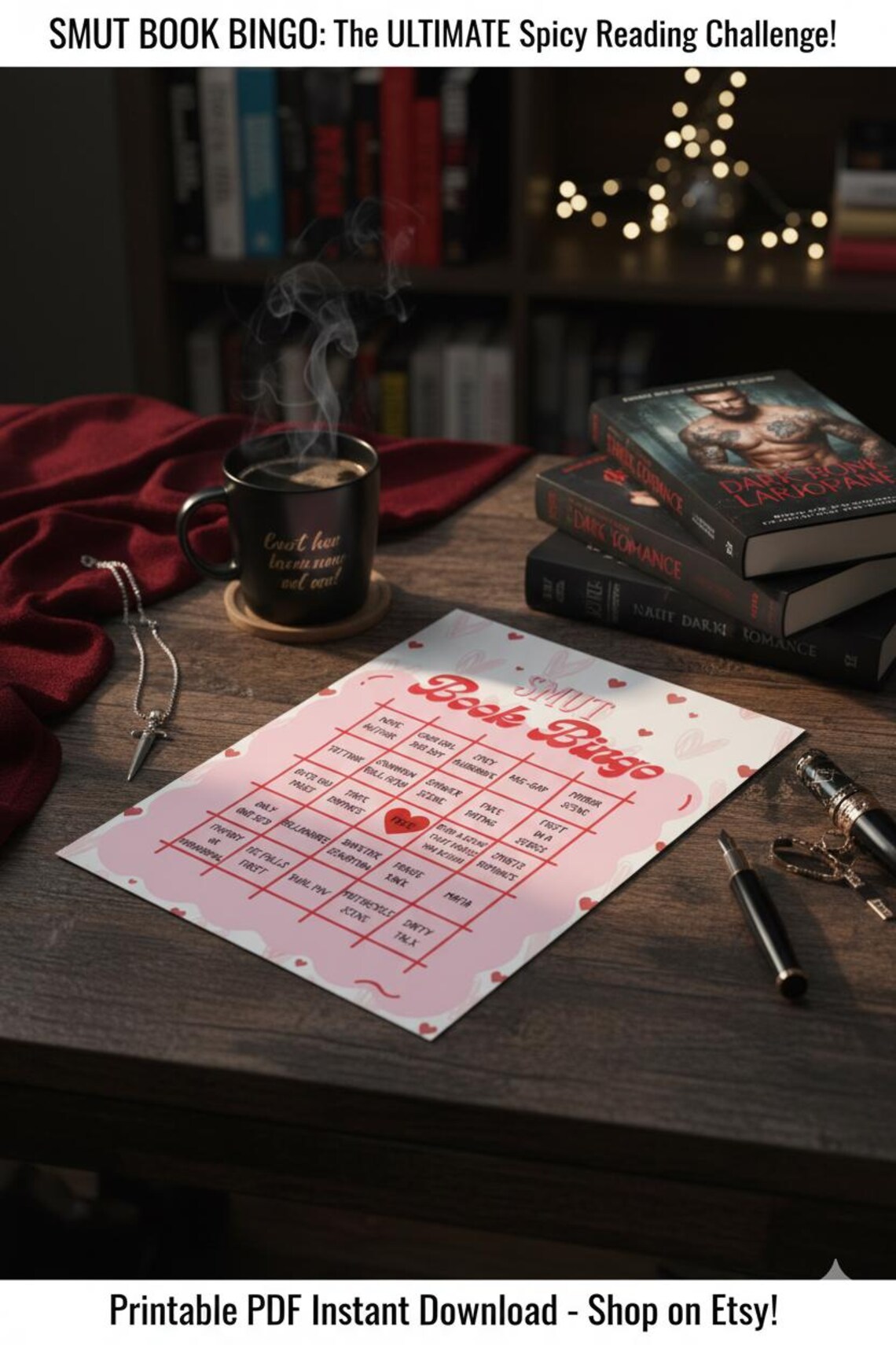 Smut Book Bingo Printable / Spicy Romance Reading Challenge Digital ...