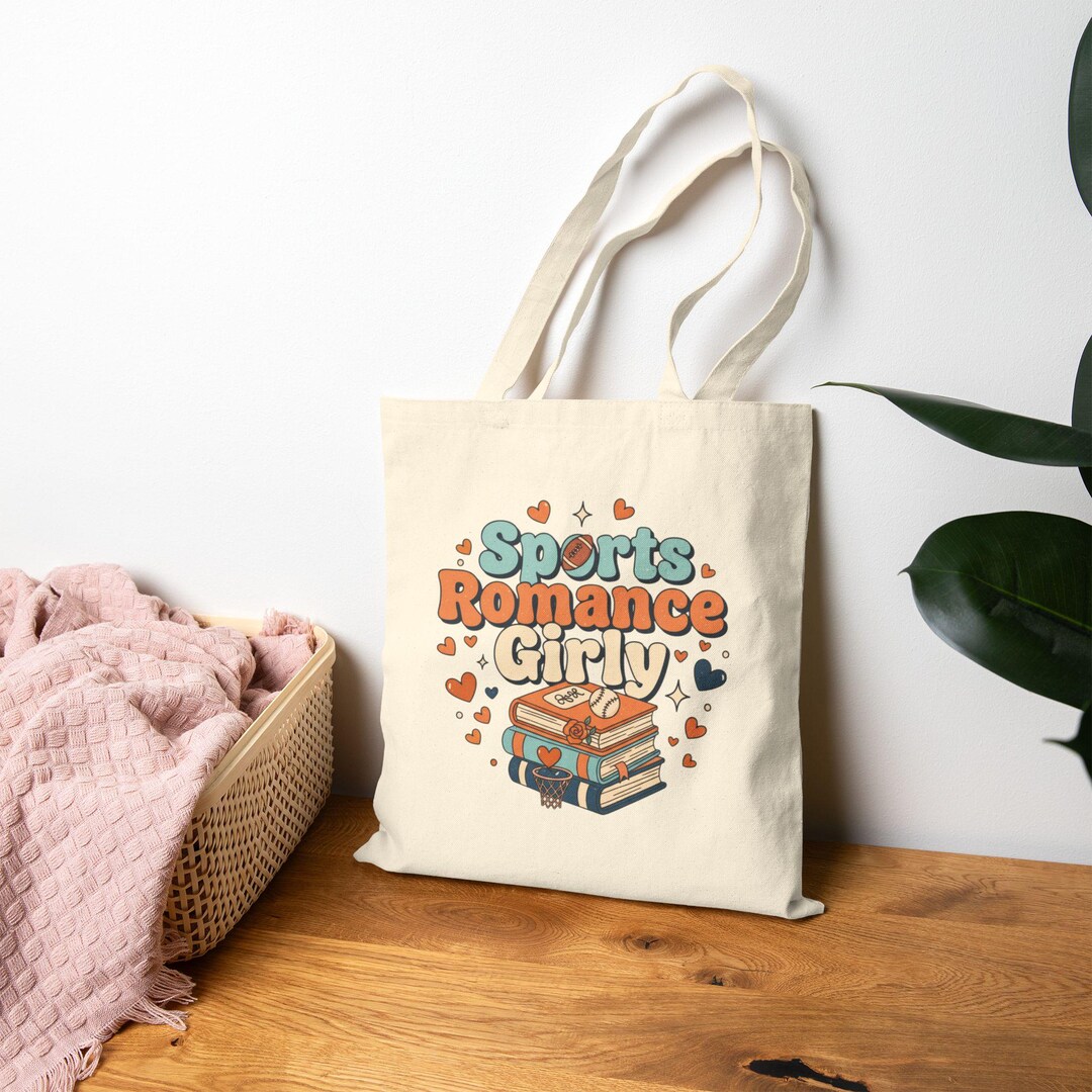 Cotton Canvas Tote Bag, Sports Romance Book Girly Book Lover Tote ...