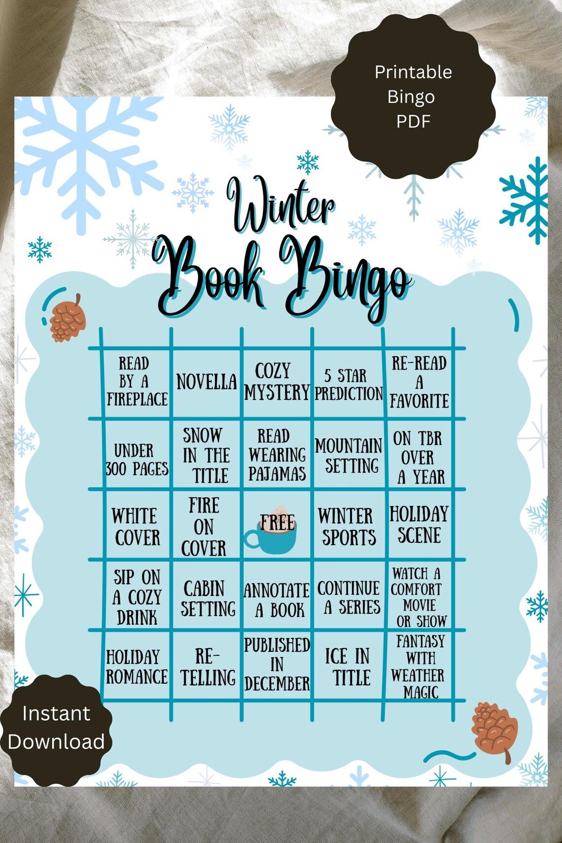 Winter Book Bingo PDF / Cozy Reading Challenge Digital Download - Etsy