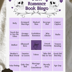 Ultimate Dark Romance Book Trope Bingo, Printable Reading Challenge ...