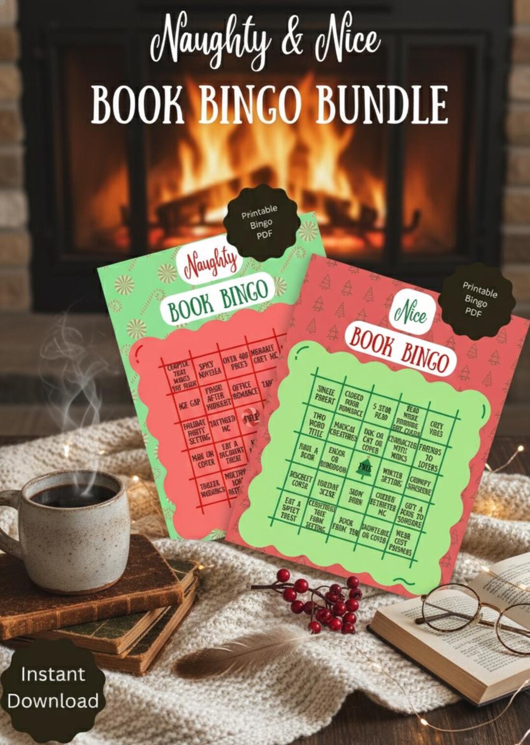 Christmas Reading Challenge Printable, Naughty and Nice Book Bingo ...